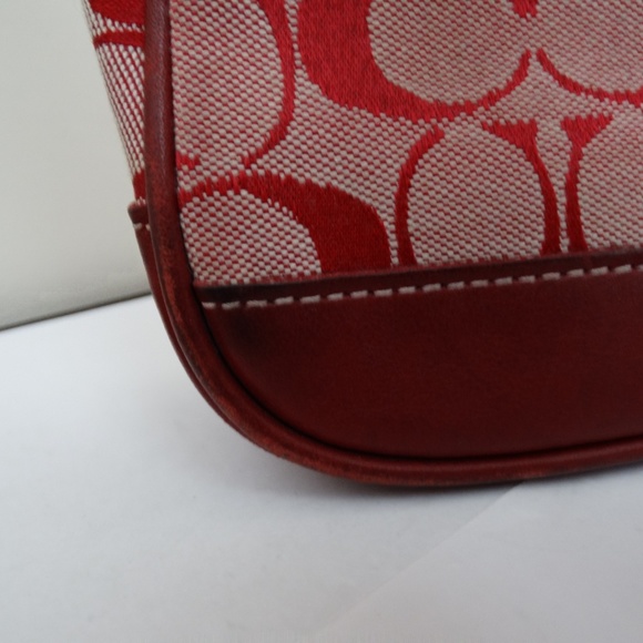 Coach | Bags | Coach Wristlet Purse Signature Logo Red Leather | Poshmark